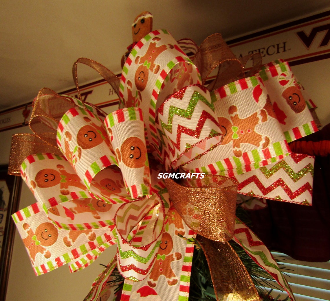 Gingerbread Man Tree Topper Bow Gingerbread Man Christmas Tree - Etsy