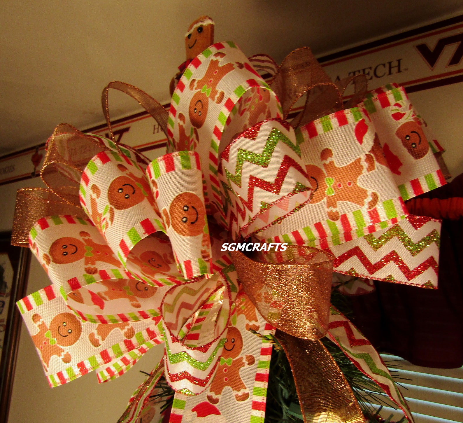 Gingerbread Man Tree Topper Bow Gingerbread Man Christmas Tree - Etsy