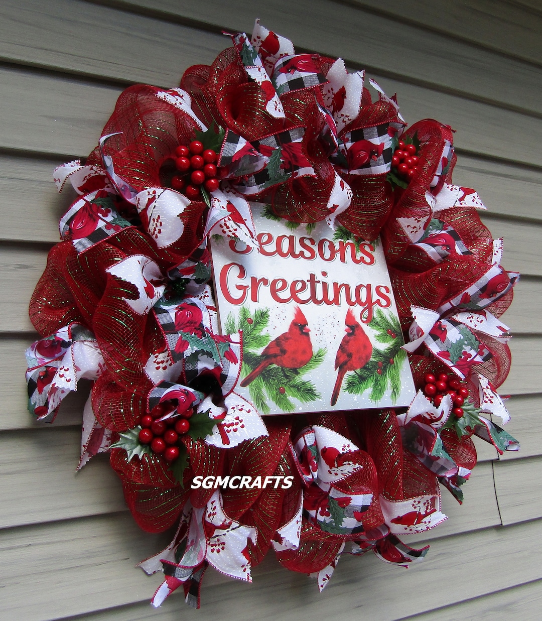 Cardinal Deco Mesh Wreath Cardinal Christmas Wreath Red Cardinal Wreath ...
