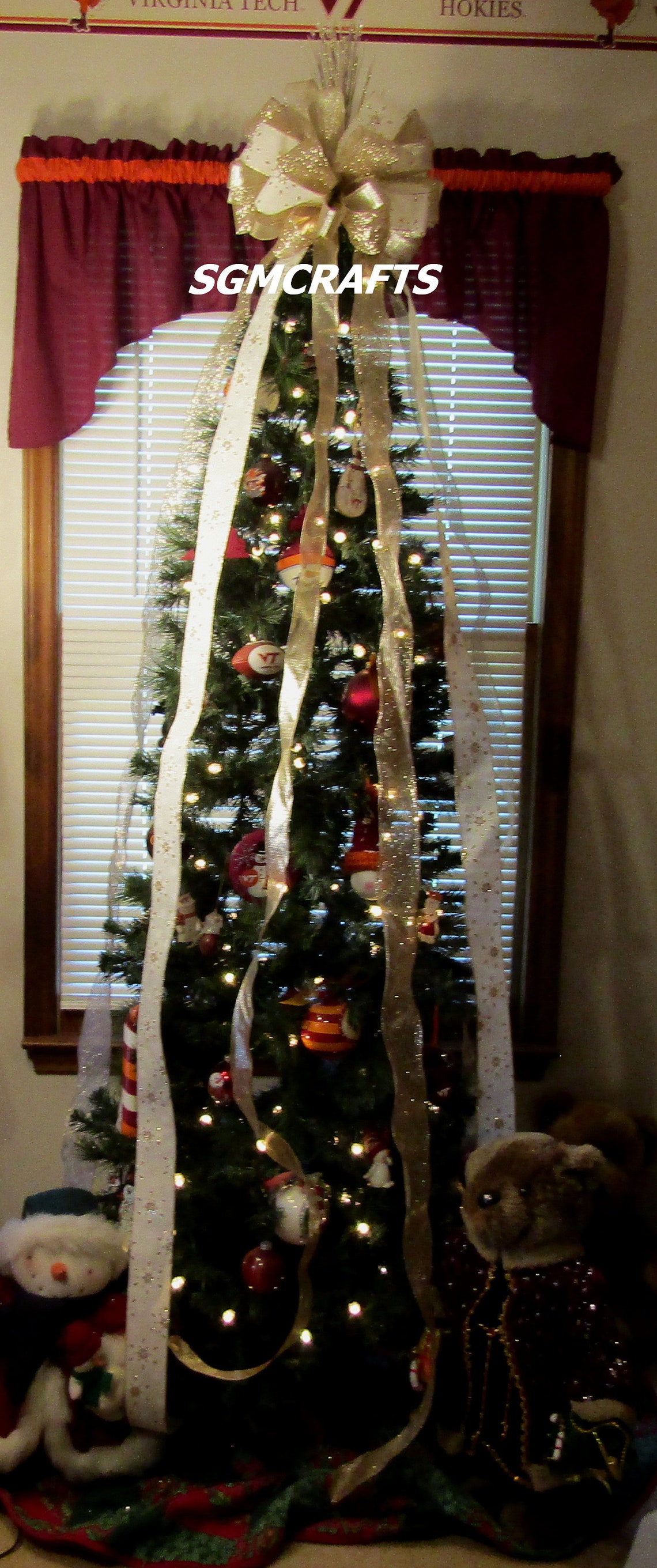 Champagne Wired Ribbon Tree Topper Bow Christmas Tree Topper - Etsy