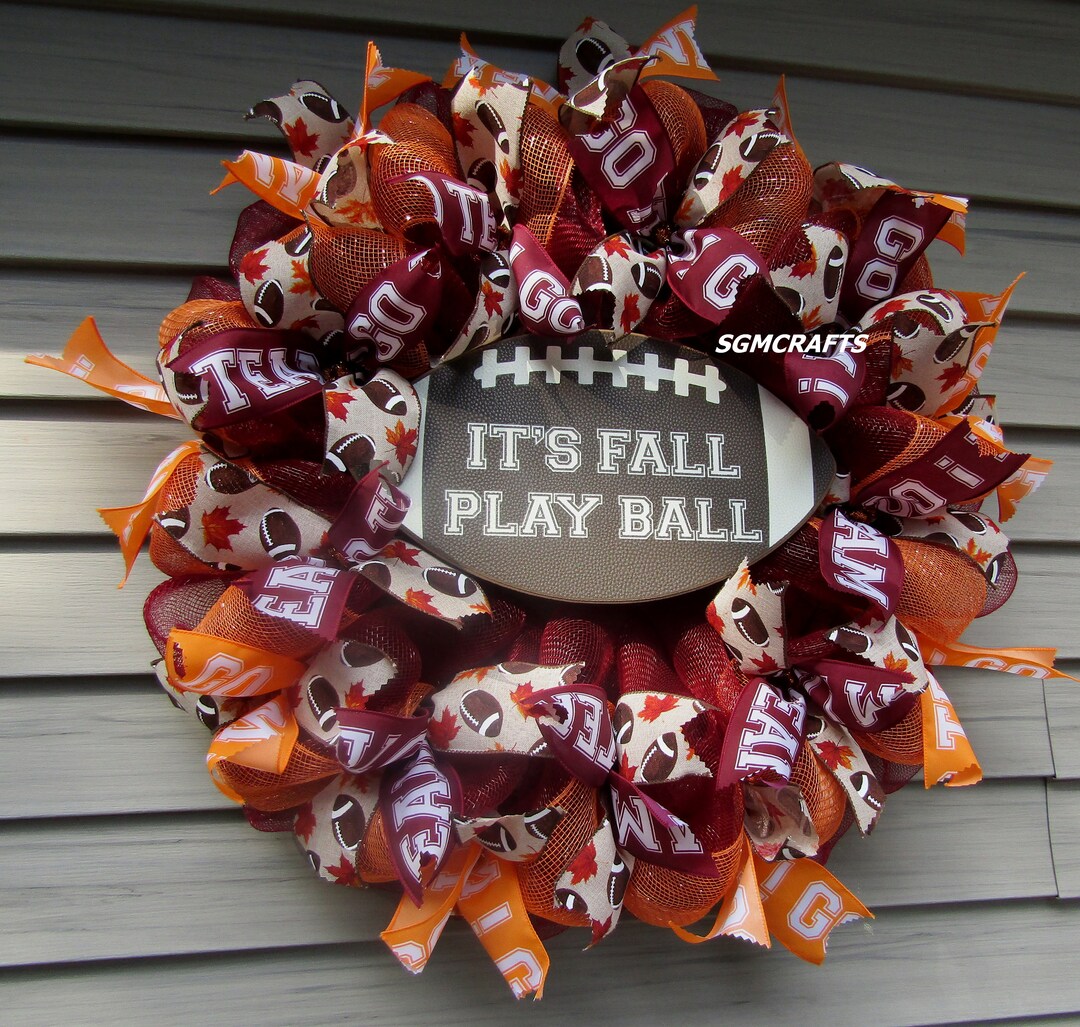 Fall Football Wreath Virginia Tech Hokies Deco Mesh Football - Etsy