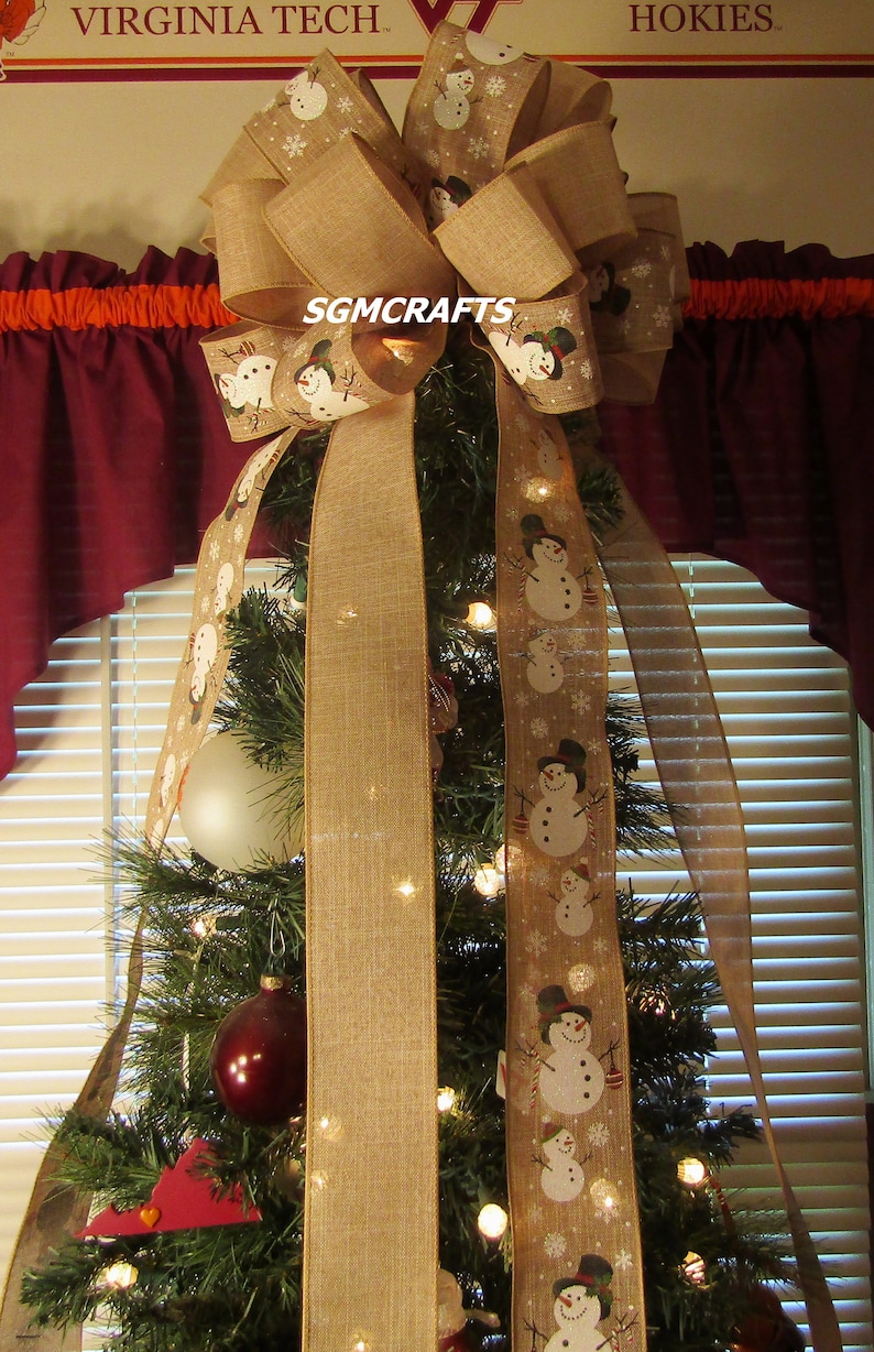 Rustic Snowman Christmas Tree Topper Bow Snowman Tree Topper | Etsy
