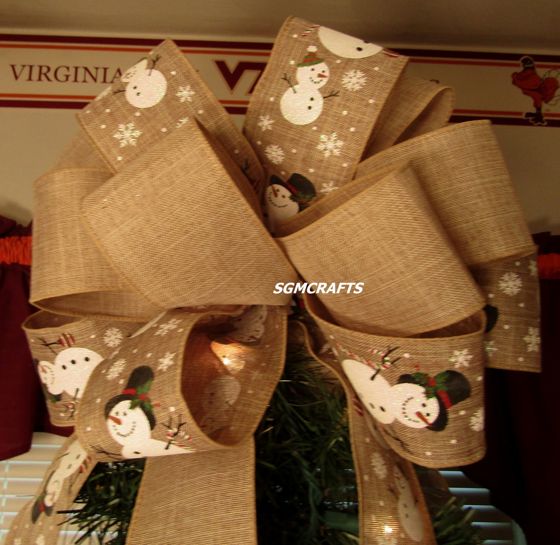 Rustic Snowman Christmas Tree Topper Bow Snowman Tree Topper | Etsy