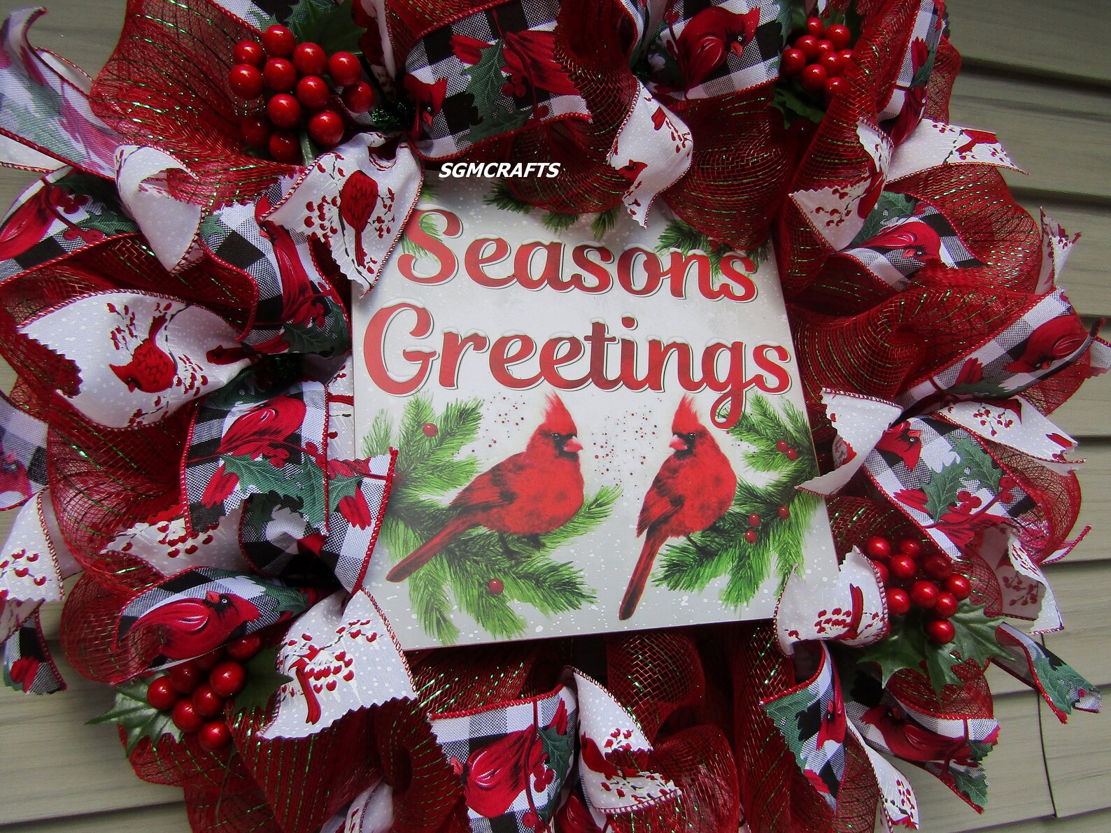 Cardinal Deco Mesh Wreath Cardinal Christmas Wreath Red Cardinal Wreath ...