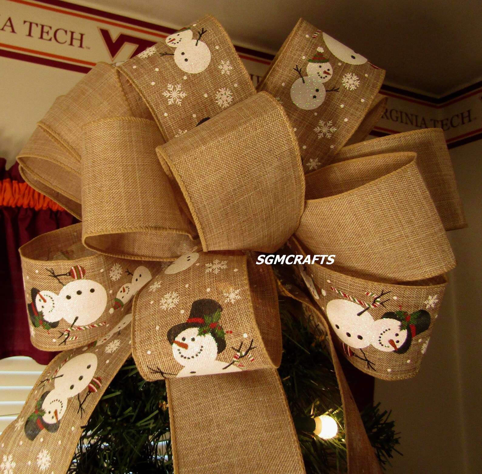 Rustic Snowman Christmas Tree Topper Bow Snowman Tree Topper | Etsy