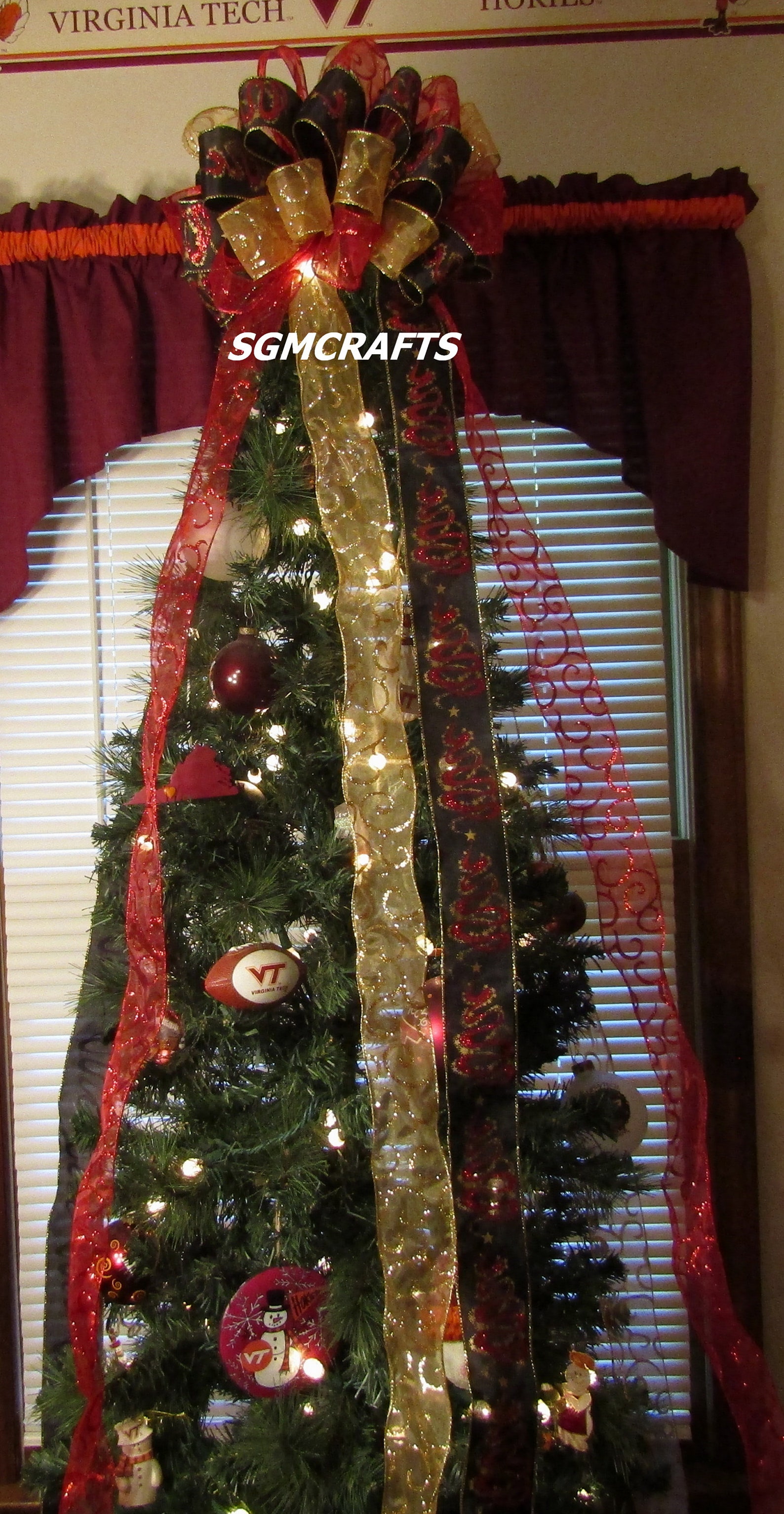 Black Red and Goldtree Topper Bow Christmas Tree Topper Bow | Etsy