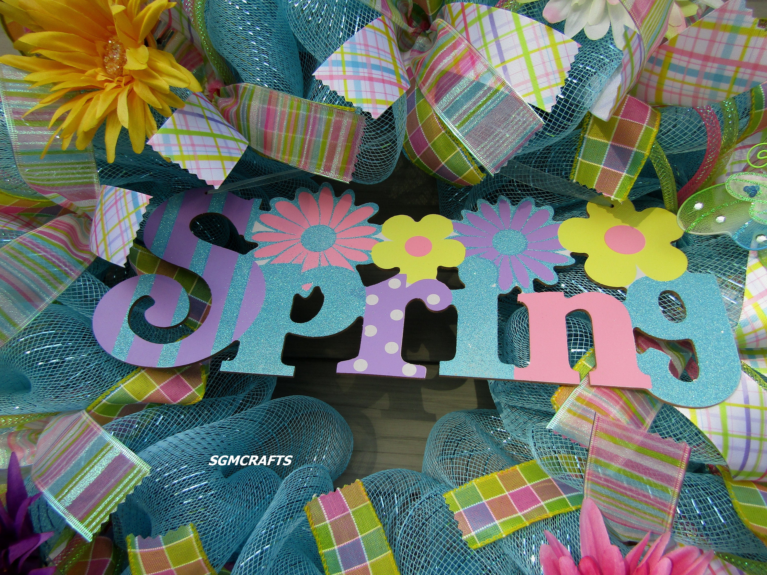 Spring Wreath Spring Deco Mesh Wreath Daisy Wreath Butterfly | Etsy