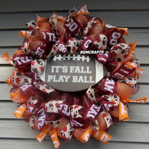 Fall Football Wreath Virginia Tech Hokies Deco Mesh Football - Etsy