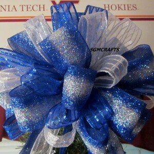 Blue and Silver Christmas Tree Topper Bow Royal Blue and Silver Tree ...