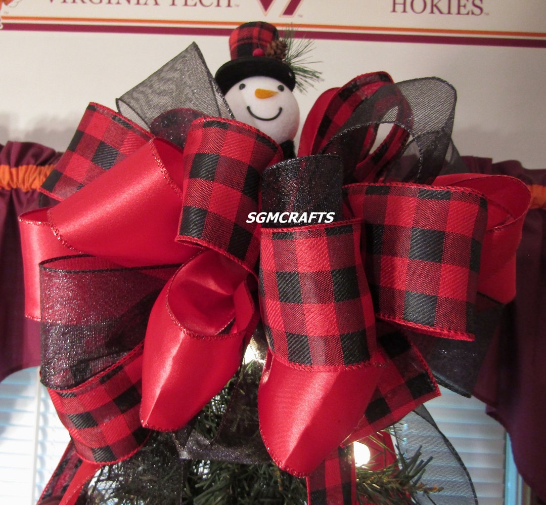 Snowman Christmas Tree Topper Snowman Snowman Plaid Christmas Tree ...