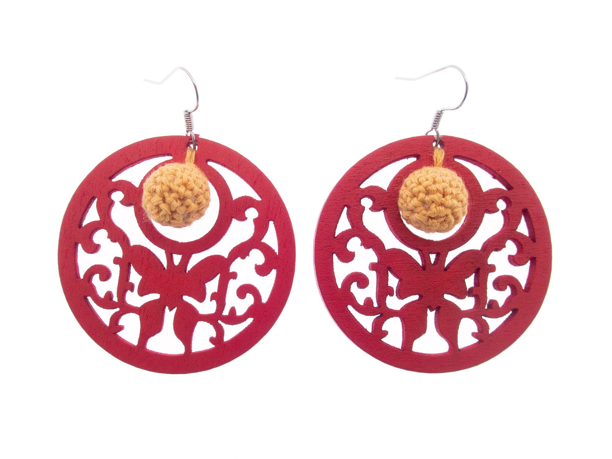 Red Hoop Earrings, Red Earrings, Red Hoop Ball Earrings. Big Boho ... Red Hoop Earrings, Red Earrings, Red Hoop Ball Earrings. Big Boho ...