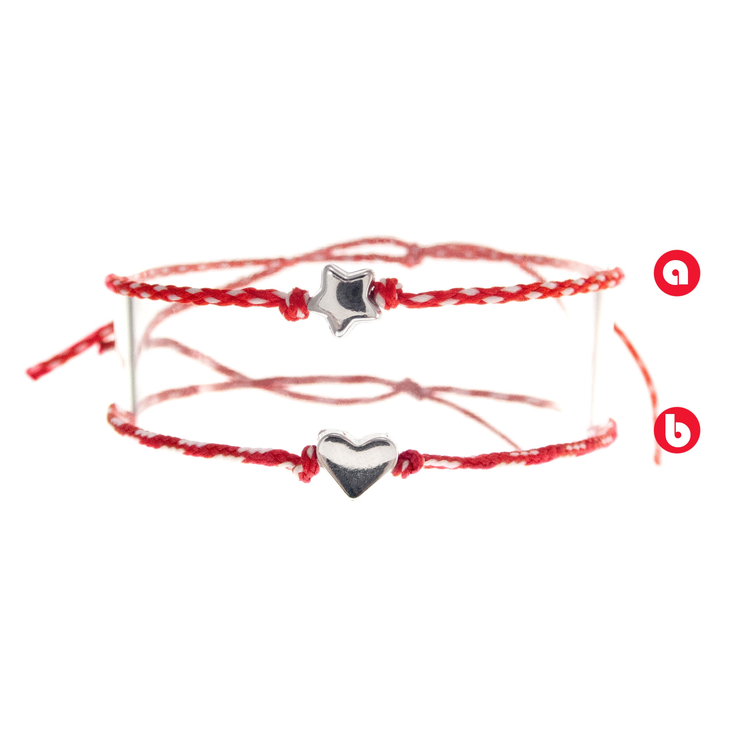 10 Simple Thin Bracelets. Chevron Thread Charm Bracelets. Handmade Red ...