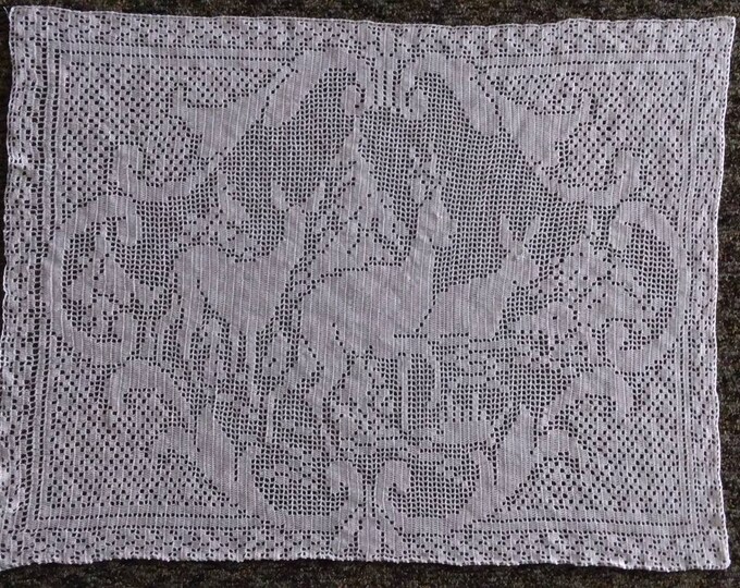 Finished Filet Crochet Christmas Themed Woodland Deer Table Cover ...