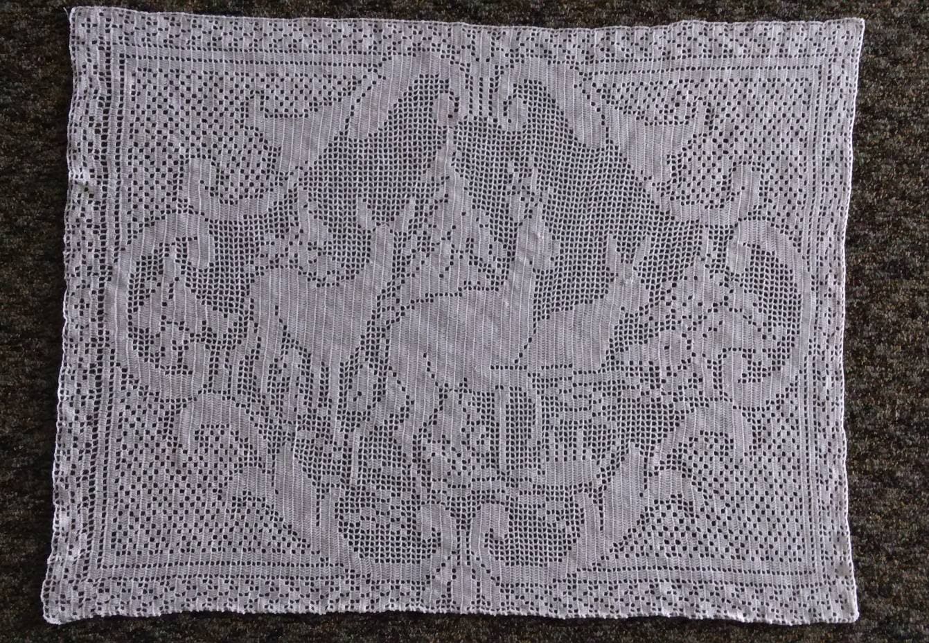 Finished Filet Crochet Christmas Themed Woodland Deer Table Cover Large ...
