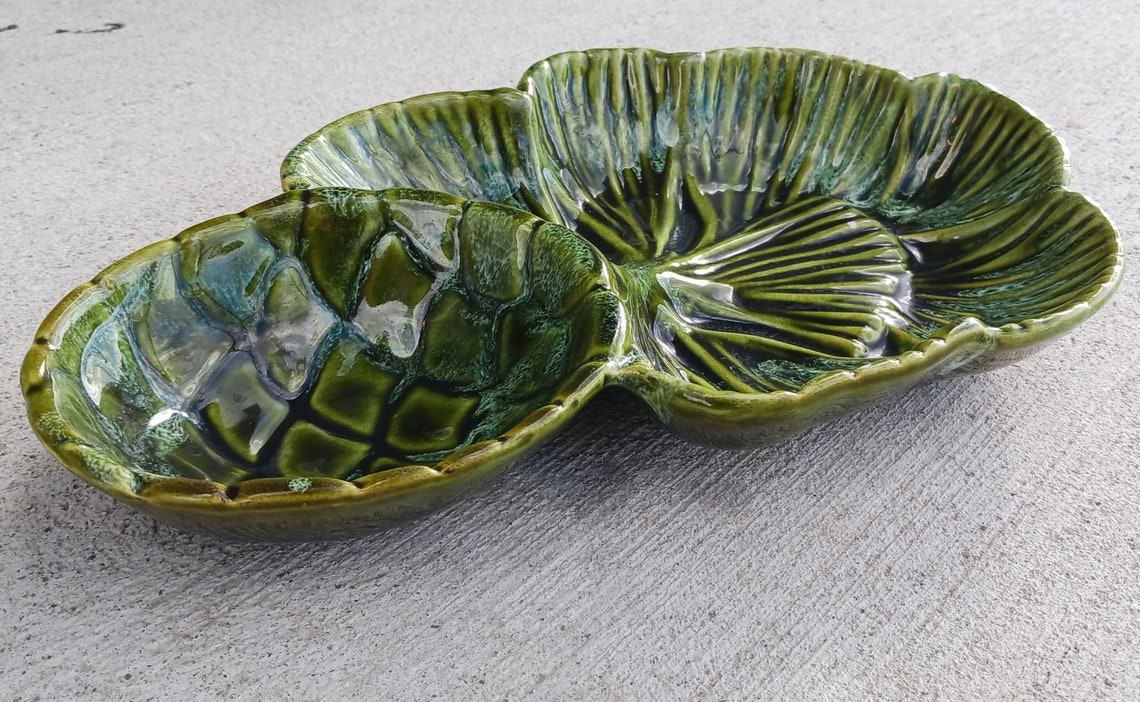 Wade California USA Pottery 112 Big Leaf Green Pineapple Chip Dip ...