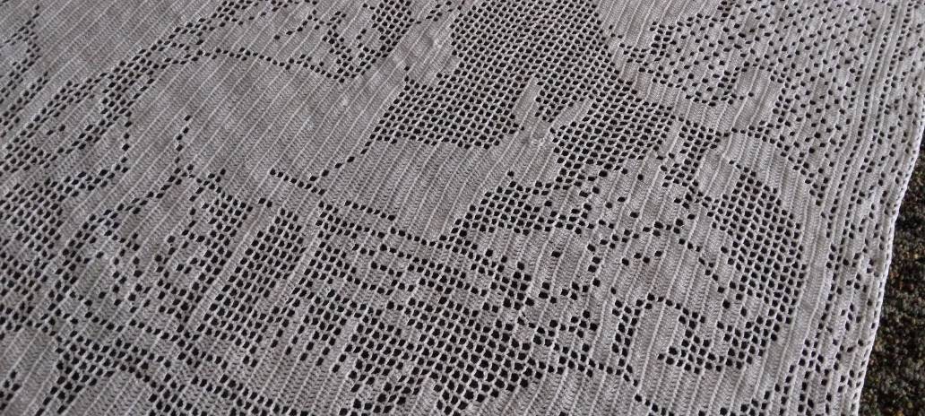 Finished Filet Crochet Christmas Themed Woodland Deer Table Cover Large ...