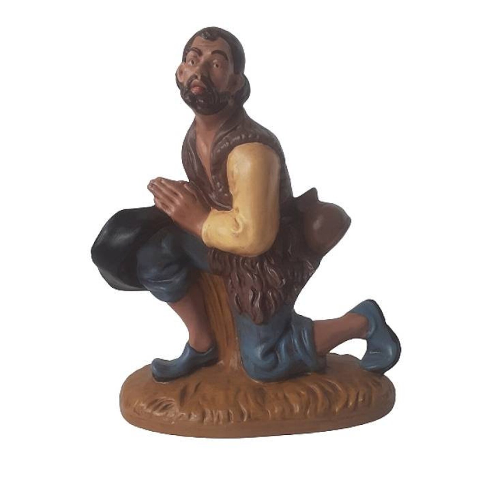 Vintage 12 Inch Scale Fontanini Kneeling Praying Shepard Hand Painted ...