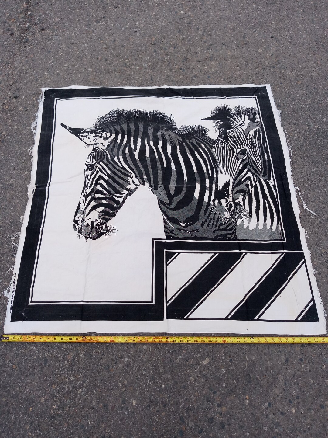 1975 Collectible Frances Butler Zebra Large Hand Printed Fabric Wall ...