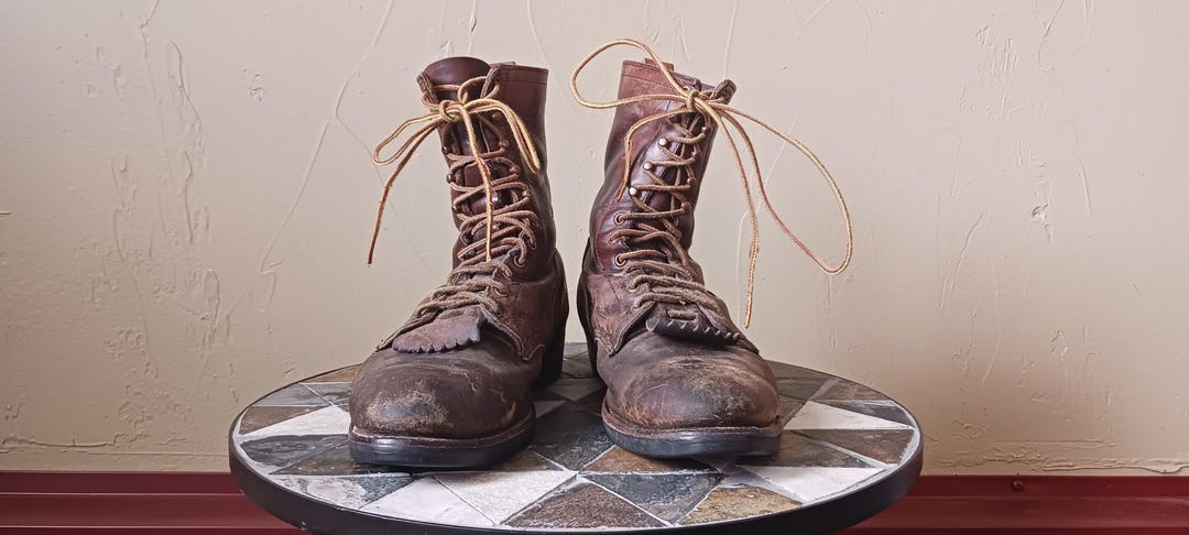 1960's 1970's Distressed Iron Ranger Roper Lineman Logger Work Boots ...