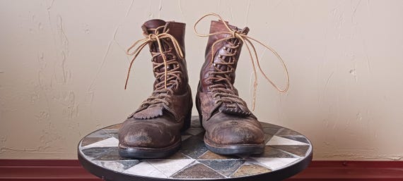 1960's 1970's Distressed Iron Ranger Roper Lineman Lo… - Gem