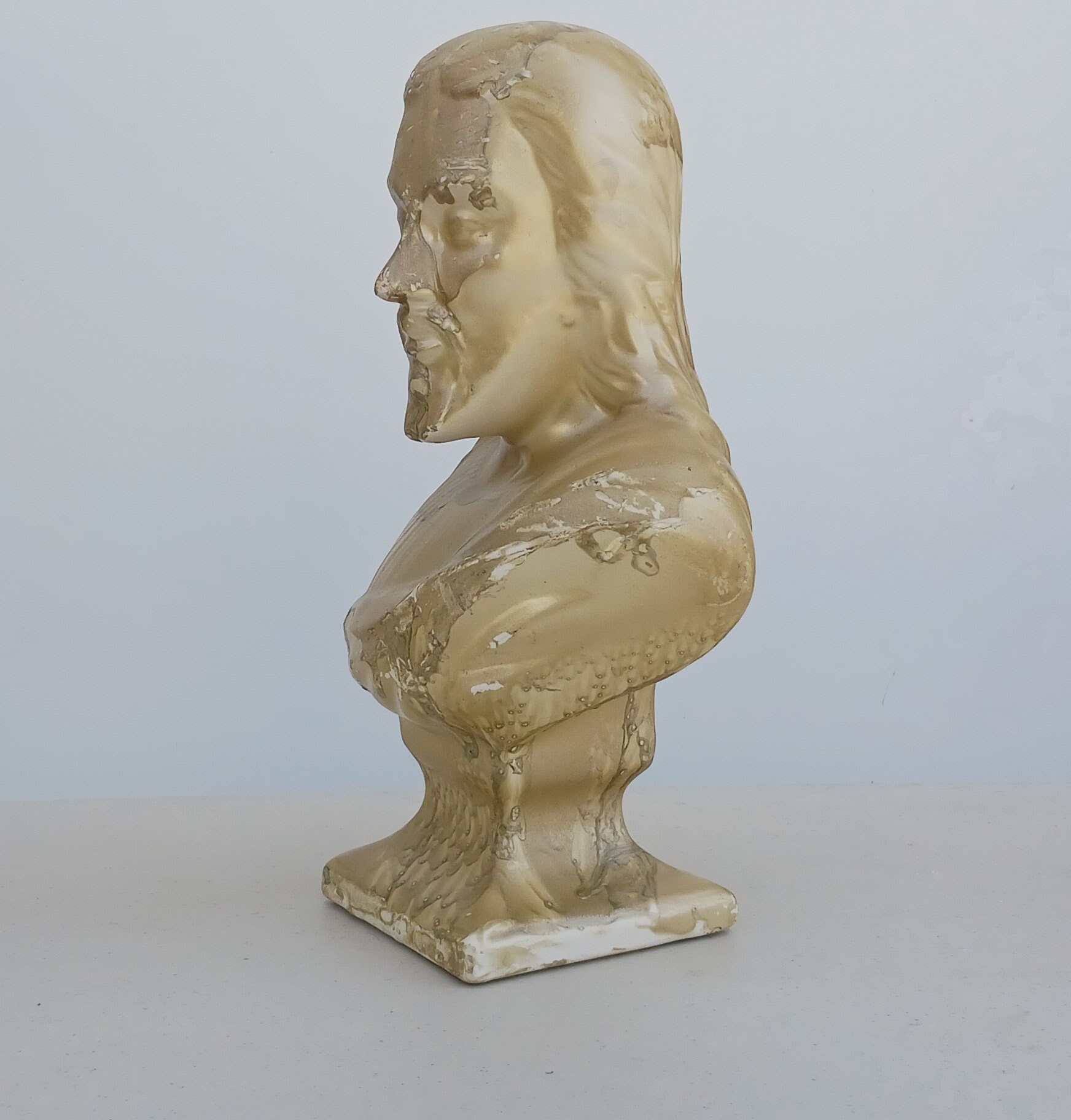 Vintage Mid Century Hand Painted Ceramic Jesus Bust in Transulescent ...