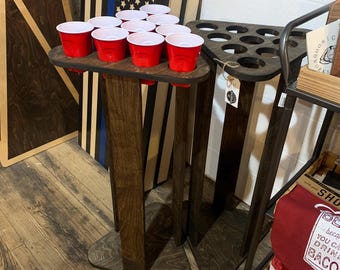 Beer Pong Game Box - Pine Wood - Tailgate - Sink & Drink - Red Solo Cup ...