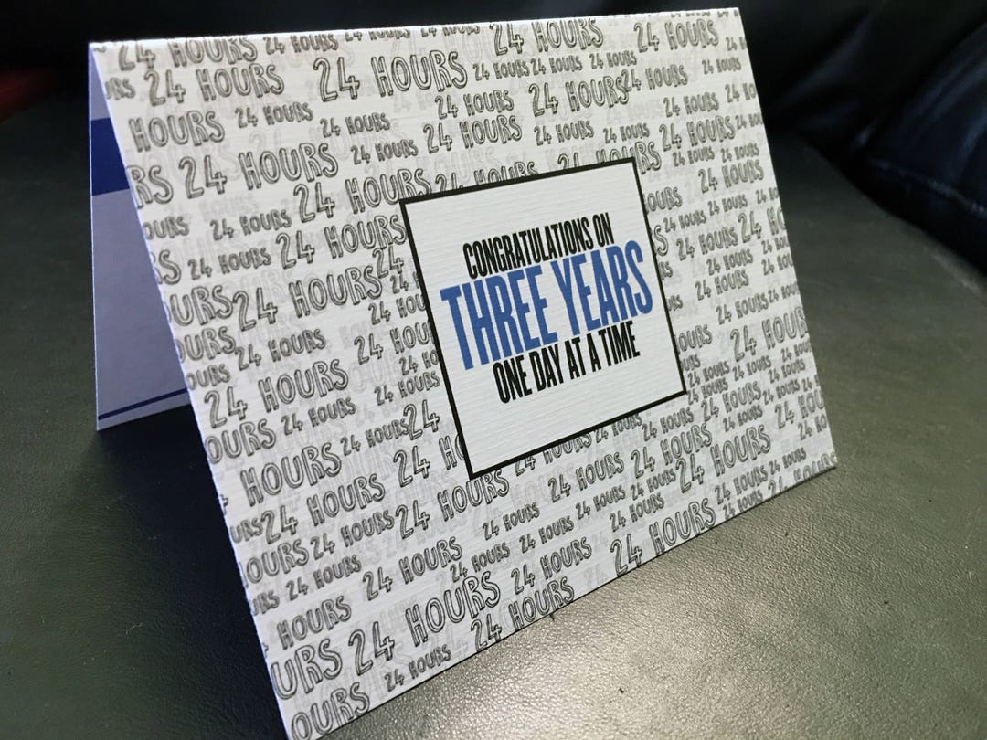 SALE! 3 Year Recovery Card Three Years Sober Clean - Etsy