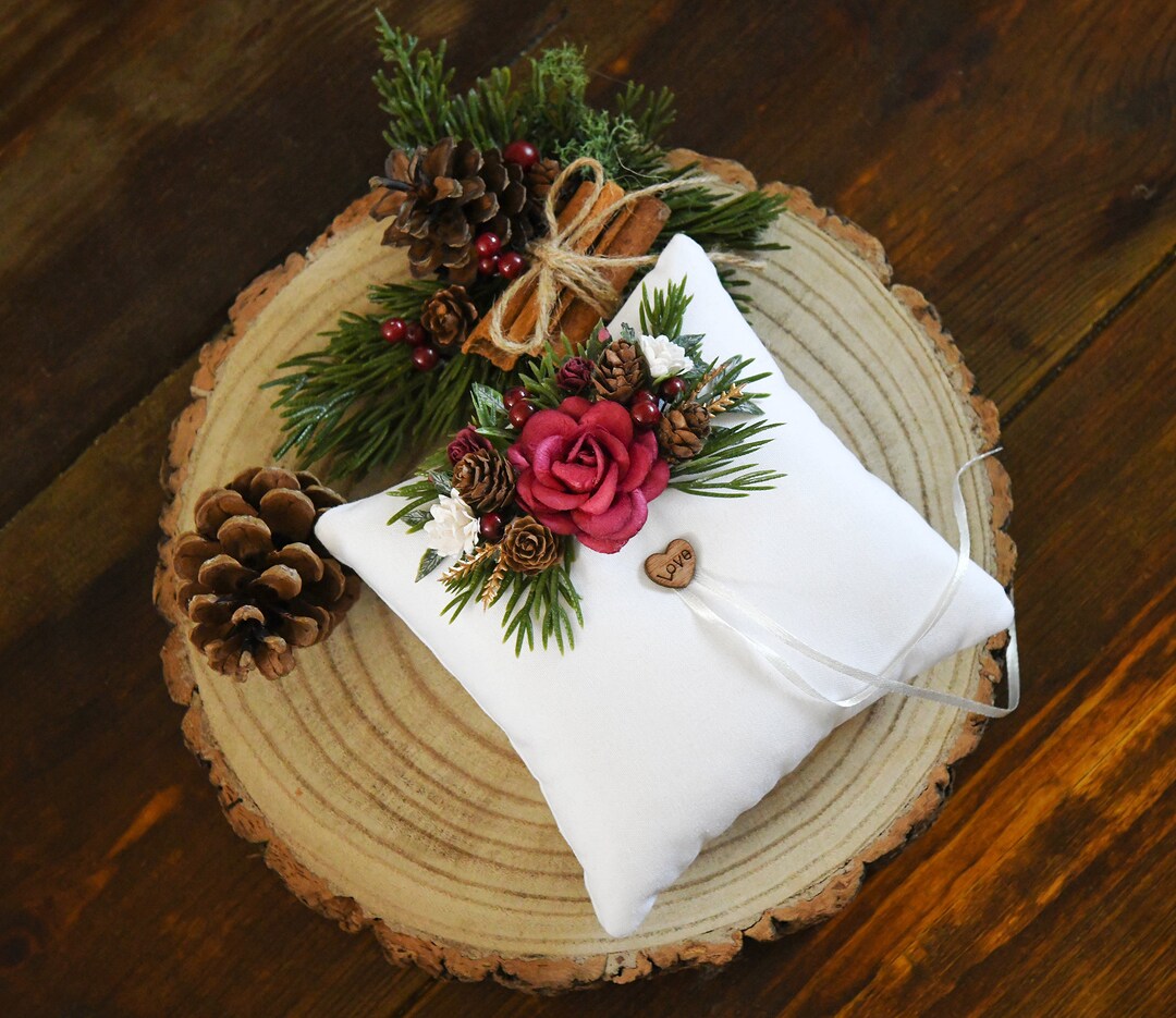 Winter Ring Bearer Pillow, Winter Bridal Cushion, Wedding Ring Pillow ...