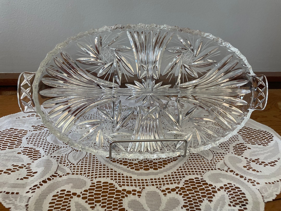 Ofnah Cut Crystal Relish Tray - Etsy