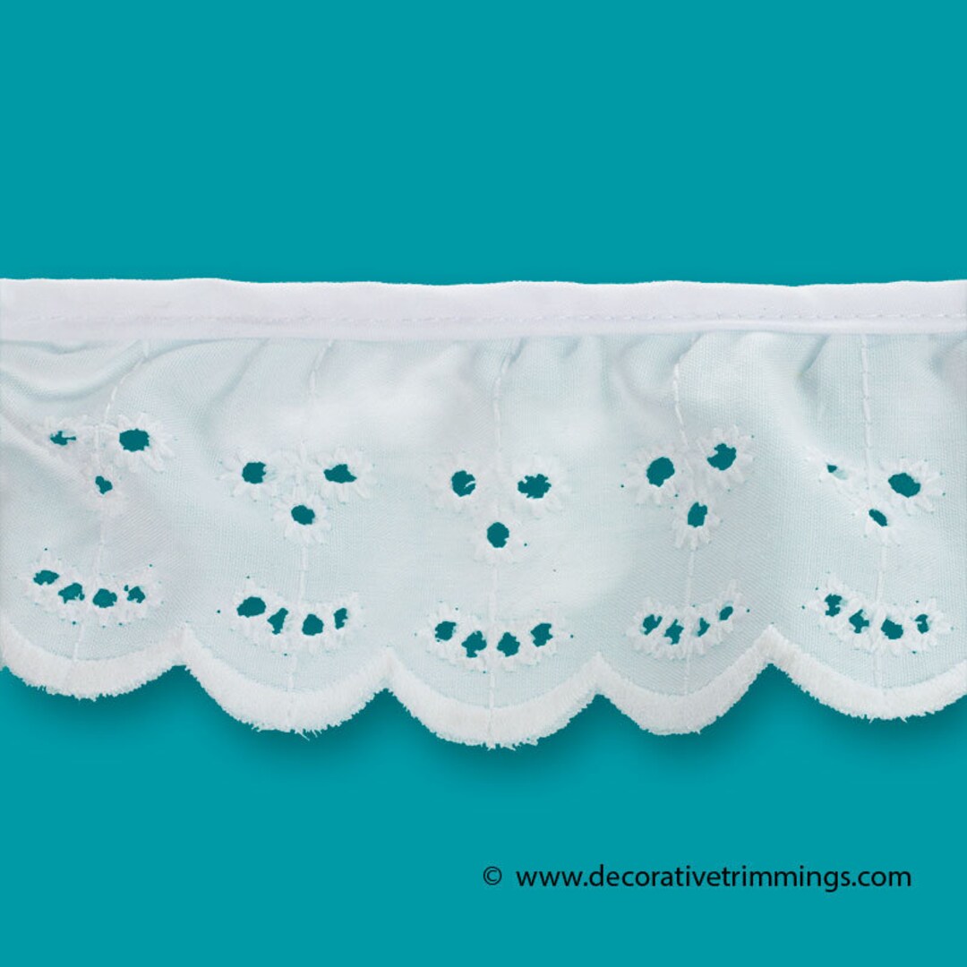 2-1/4 Inch Ruffled Smiley Face Embroidery Eyelet Trim-white - Etsy