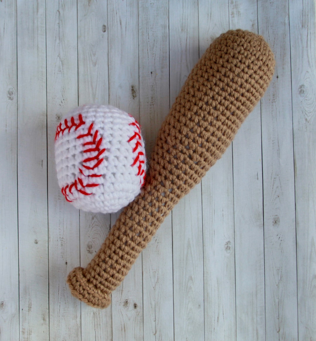 Crochet Baby Baseball Bat and Ball Rattles, Baseball Toys for Children ...