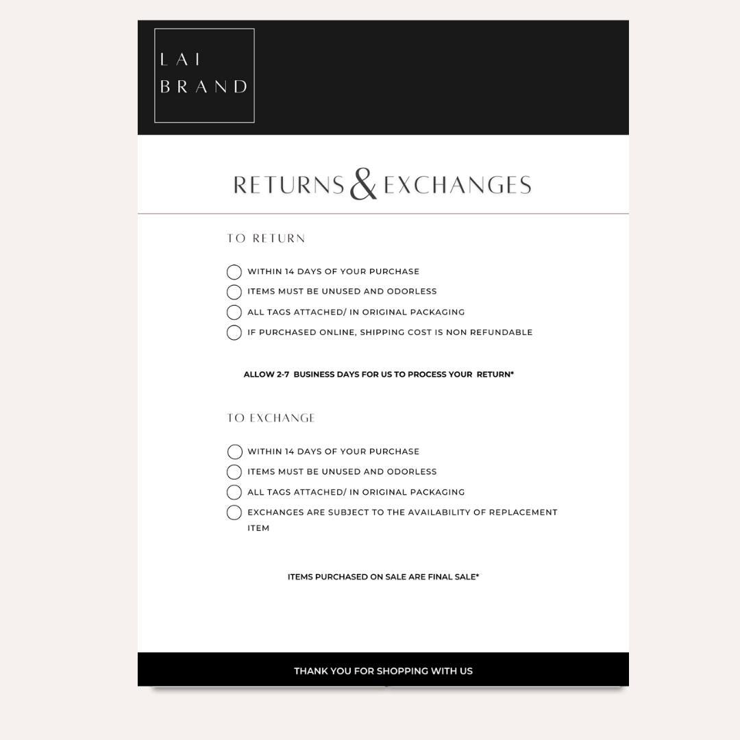 Return Exchanges Template, Editable Canva PDF, Minimal Design, Small ...