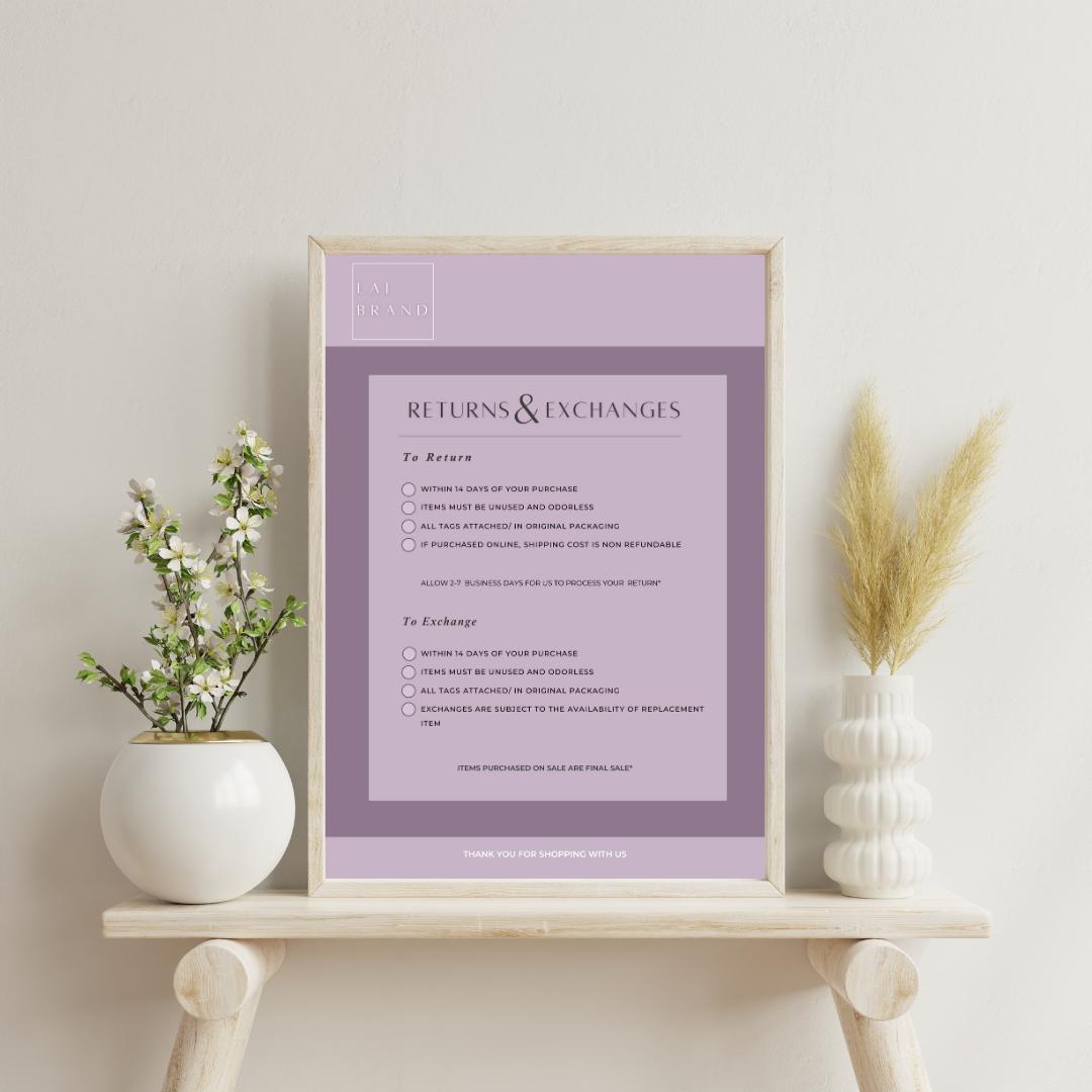 Return Exchanges Template, Editable Canva PDF, Minimal Design, Small ...
