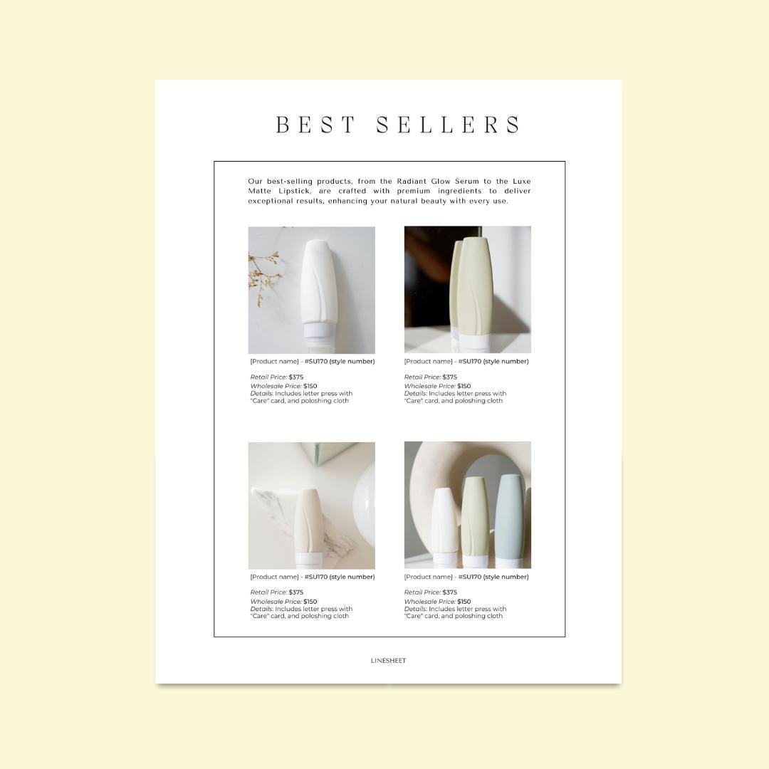 Wholesale Line Sheet Template Fashion, Jewelry, Beauty, Candle ...