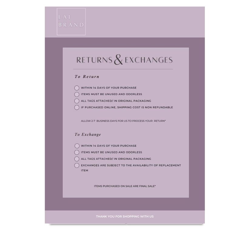 Return Exchanges Template, Editable Canva PDF, Minimal Design, Small ...