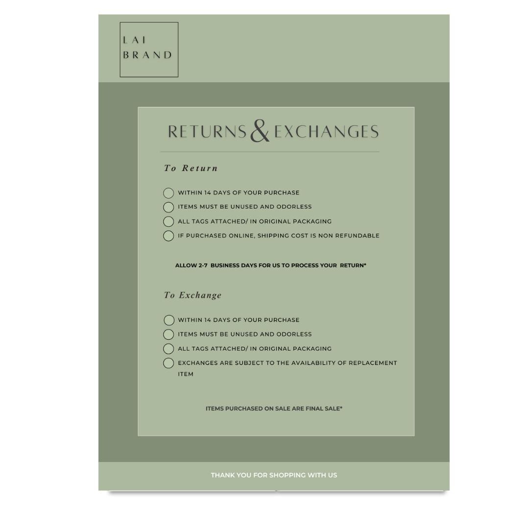 Return Exchanges Template, Editable Canva PDF, Minimal Design, Small ...