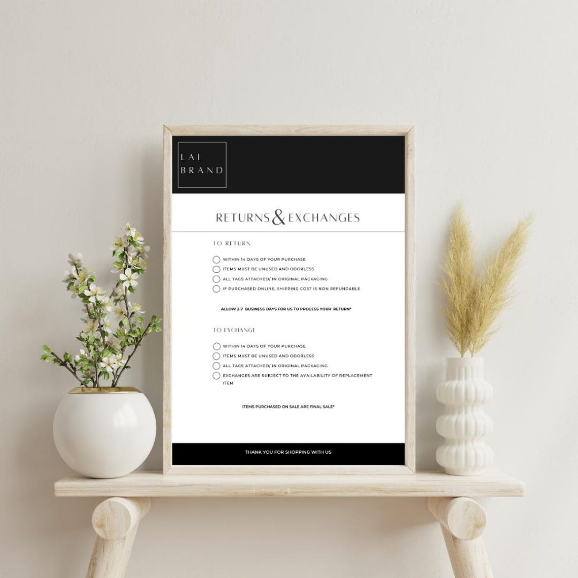 Return Exchanges Template, Editable Canva PDF, Minimal Design, Small ...