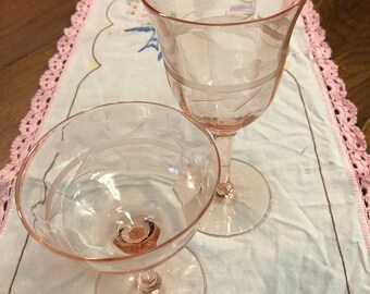 Pink stemware | Etsy