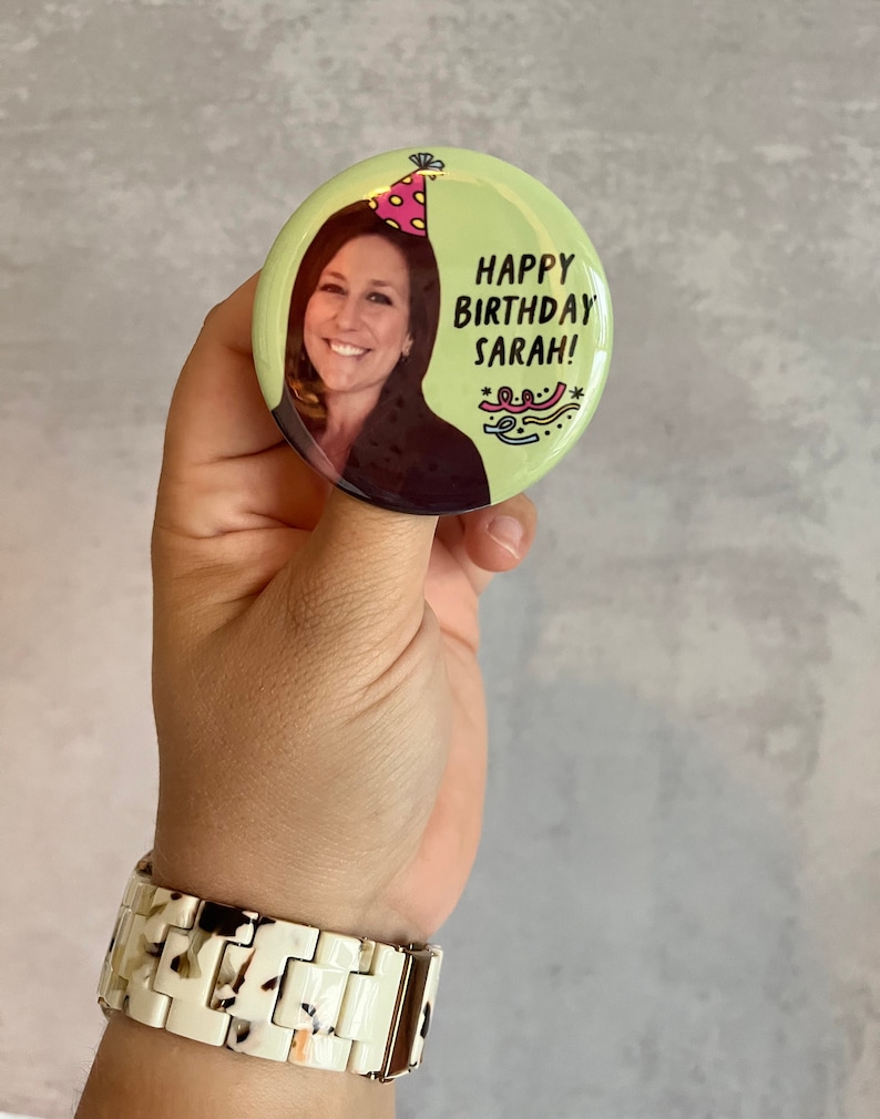 Custom Personalized Birthday Party Photo Button // HAPPY - Etsy