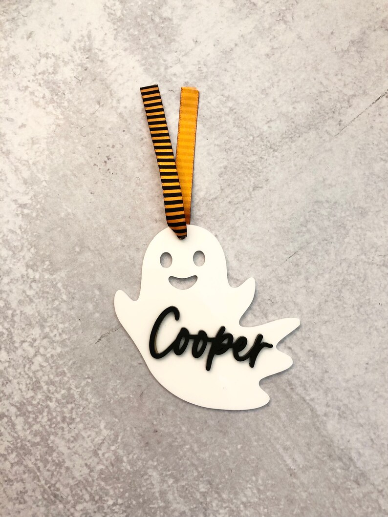 Custom Laser Cut Acrylic Halloween Name Tag // Ghost // - Etsy
