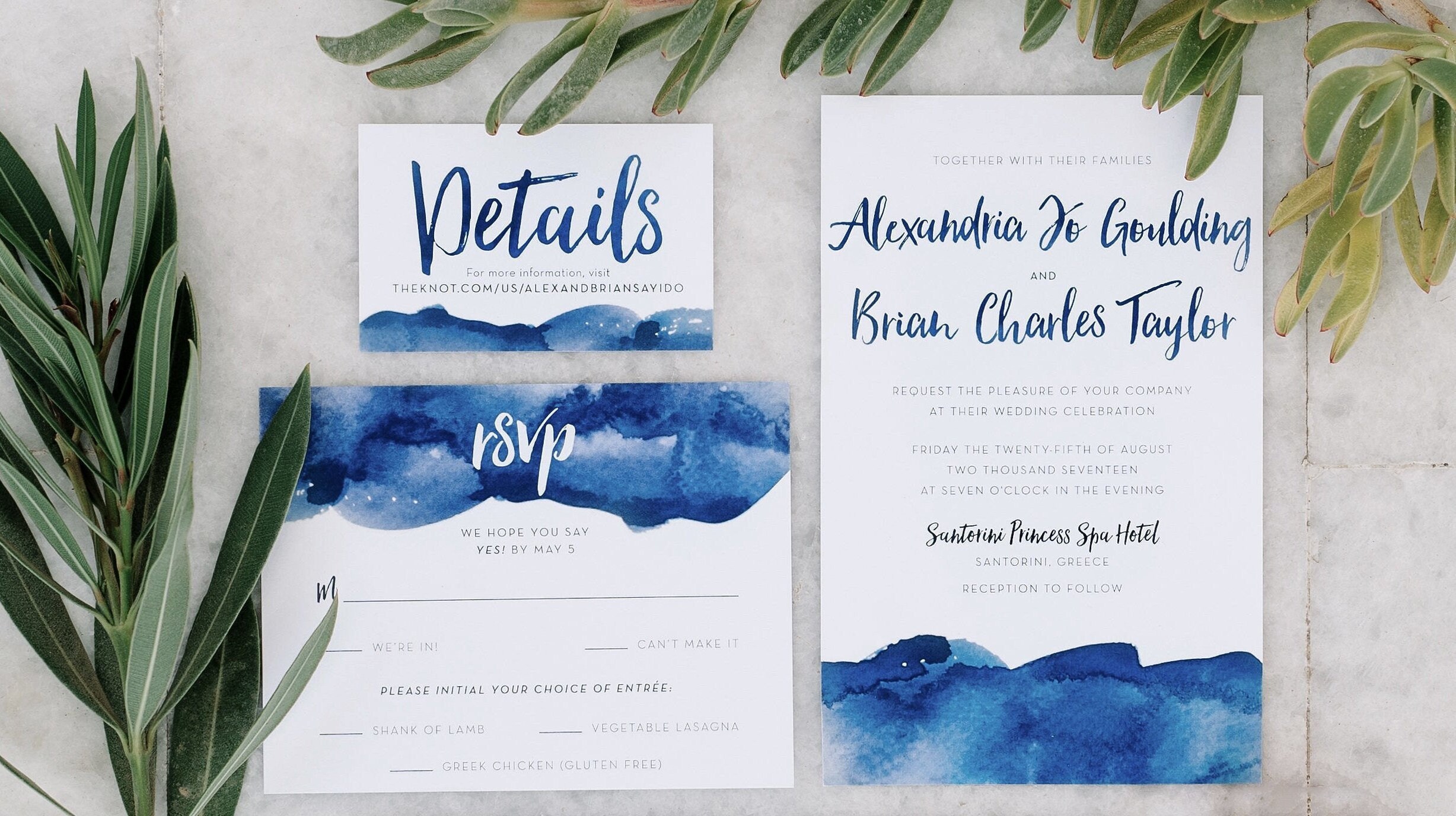 Watercolor Ombre Wedding Invites / Dark Ocean Navy Blue / | Etsy
