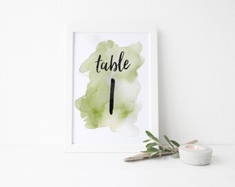 Instant Download Watercolor Splash Table Numbers / Burgundy | Etsy