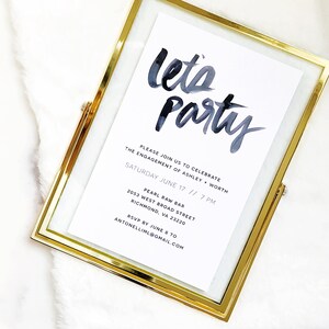 Hand-lettered Let's Party Engagement Party Invites / Semi-custom Party ...