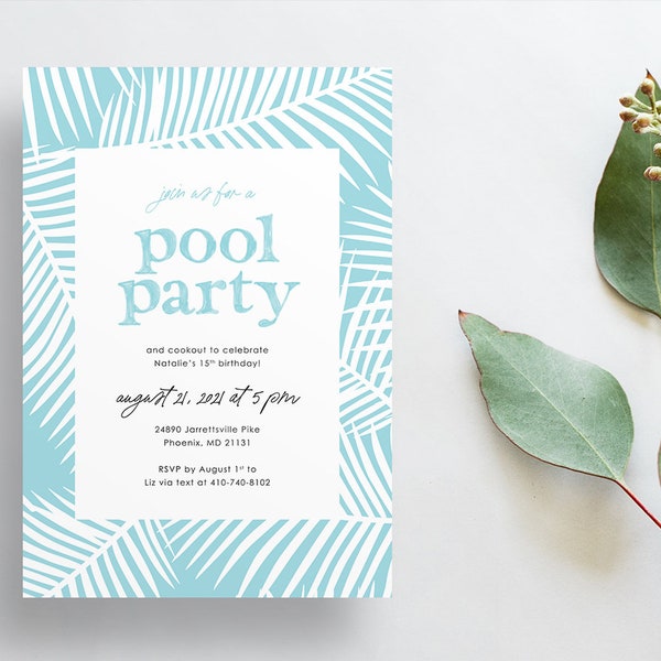 Aqua Birthday Invitation - Etsy