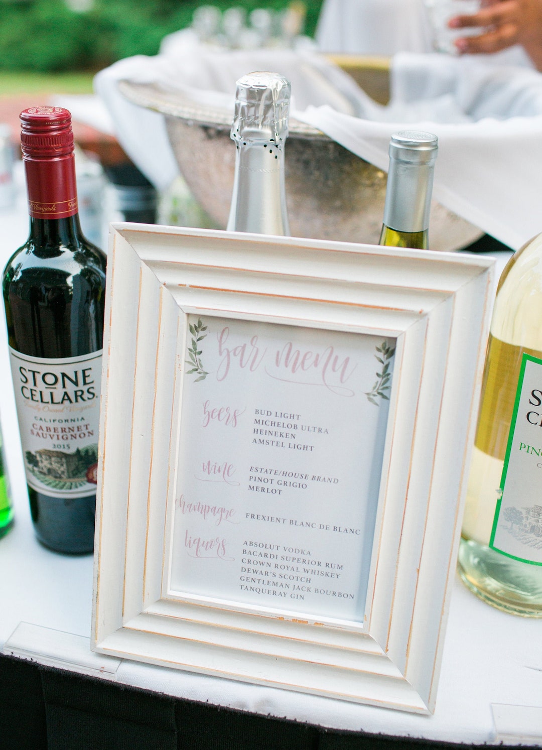 Classic Floral Bar Menu Sign / Dusty Pink Watercolor Greenery / Semi ...