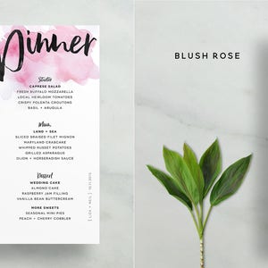 Watercolor Splash Menus / Blue, Mint, Navy, Olive, Pink, Rose, Purple ...