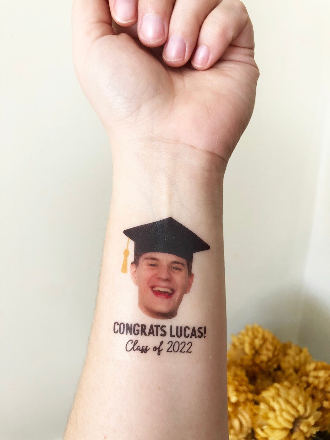 Personalized Graduation Party PHOTO Face Temporary Tattoos // CONGRATS ...