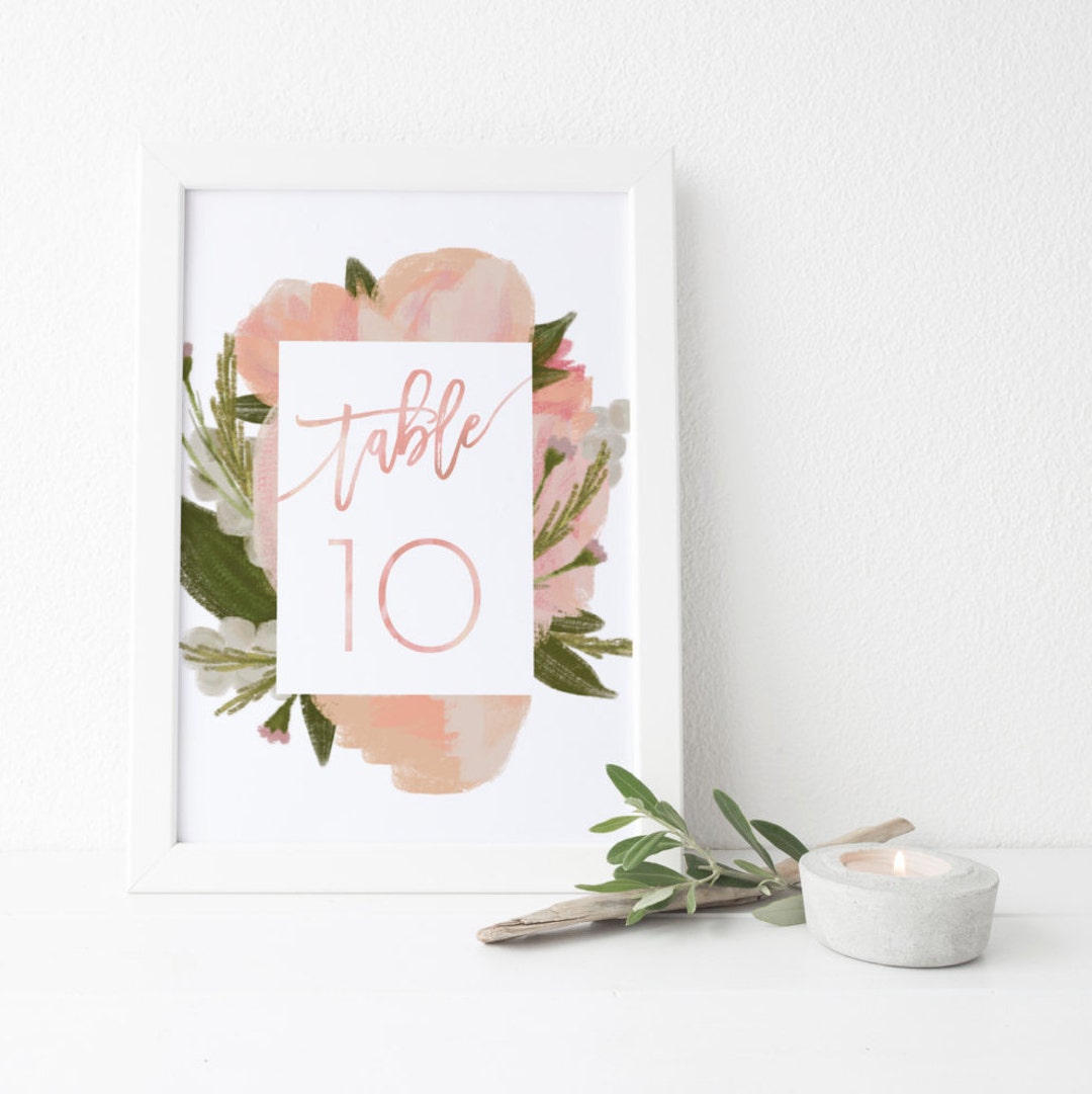 Instant Download Soft Floral Watercolor Table Numbers / Pink Blush ...