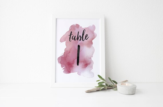 Instant Download Watercolor Splash Table Numbers / Burgundy | Etsy