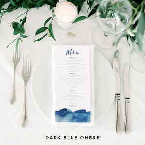 Watercolor Ombre Menus / Watercolor Blue, Aqua, Red, Sand, Pink / Brush ...